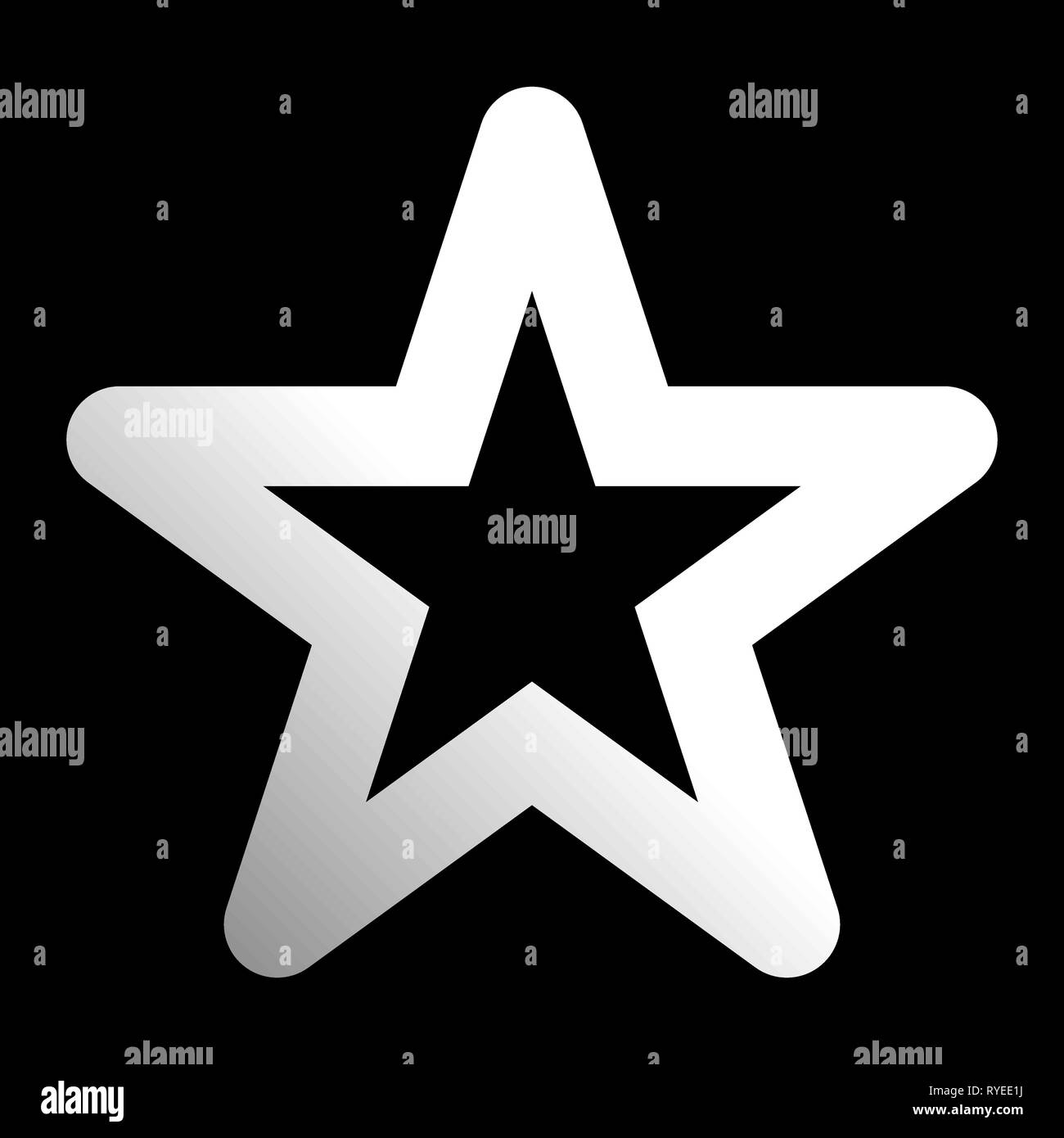 Star symbol icon - white hollow gradient, 5 pointed rounded, isolated ...