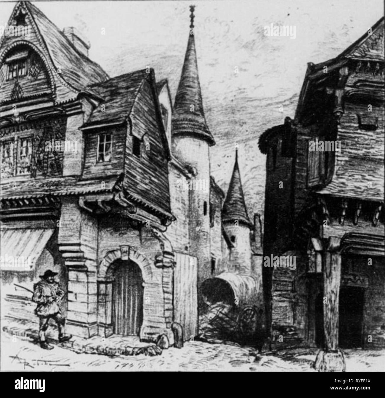 Vintage architectural illustration Stock Photo - Alamy