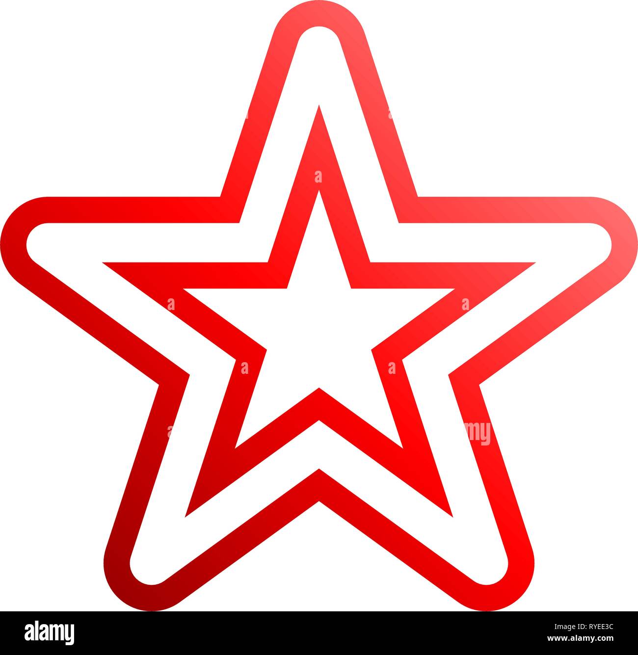Star symbol icon - red hollow gradient outline, 5 pointed rounded ...