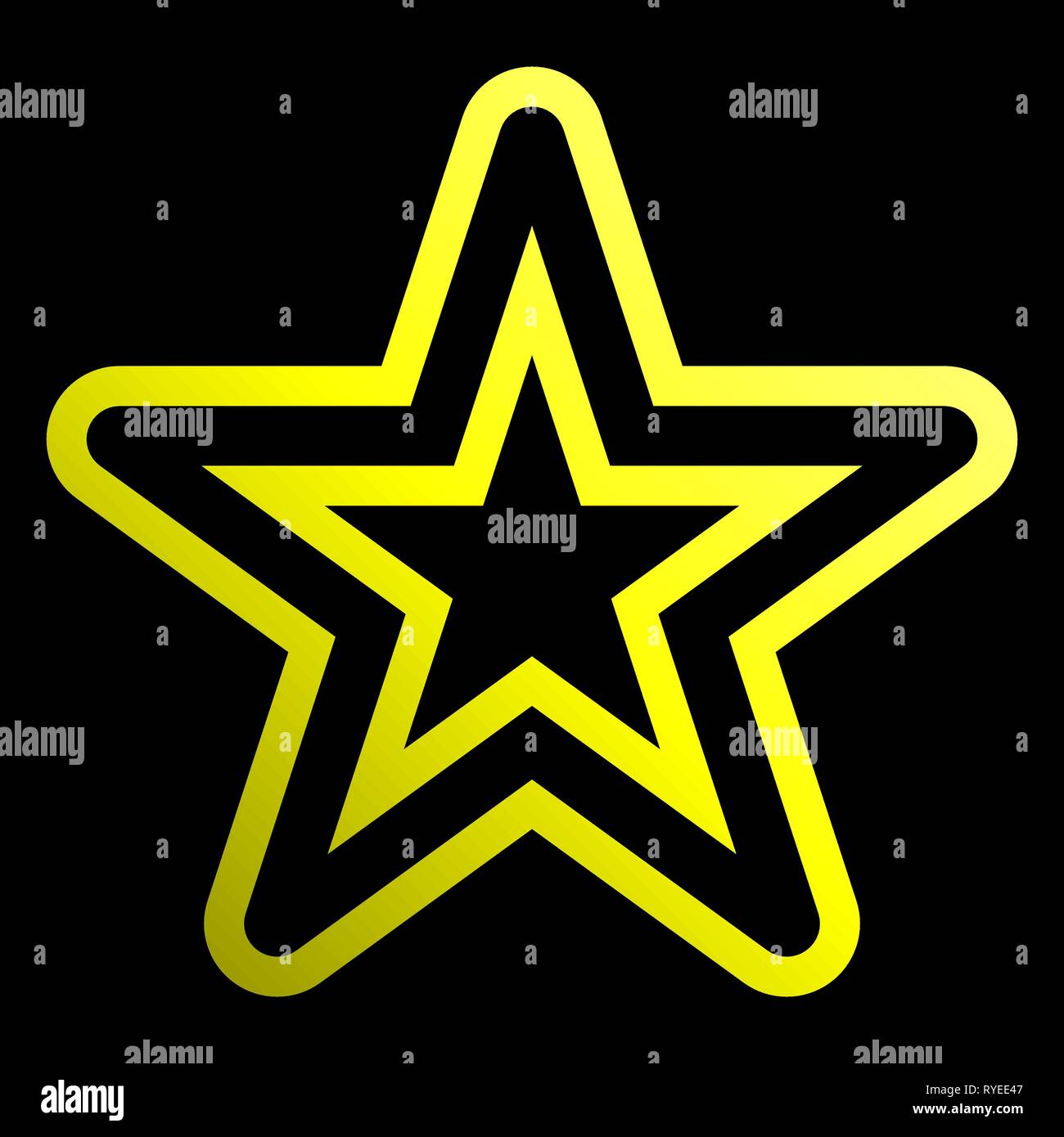 Star symbol icon - yellow hollow gradient outline, 5 pointed rounded ...