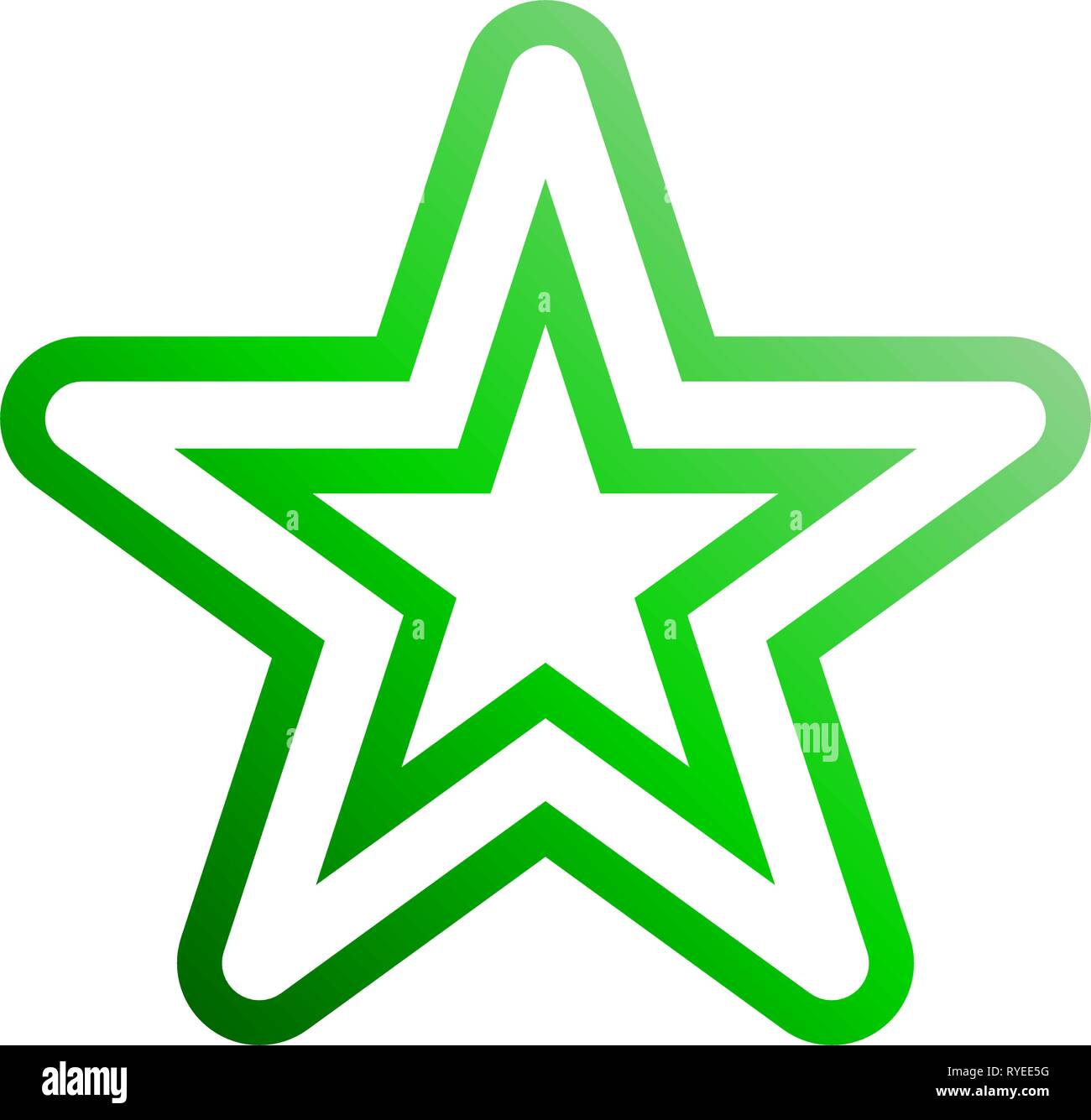 Star symbol icon - green hollow gradient outline, 5 pointed rounded ...