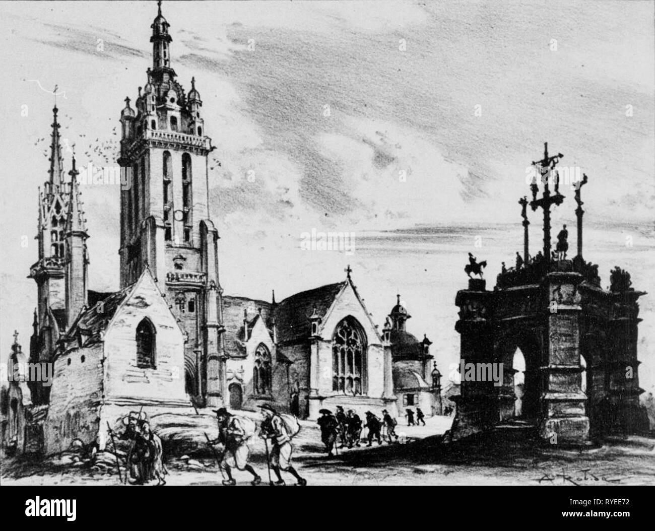 Vintage architectural illustration Stock Photo - Alamy