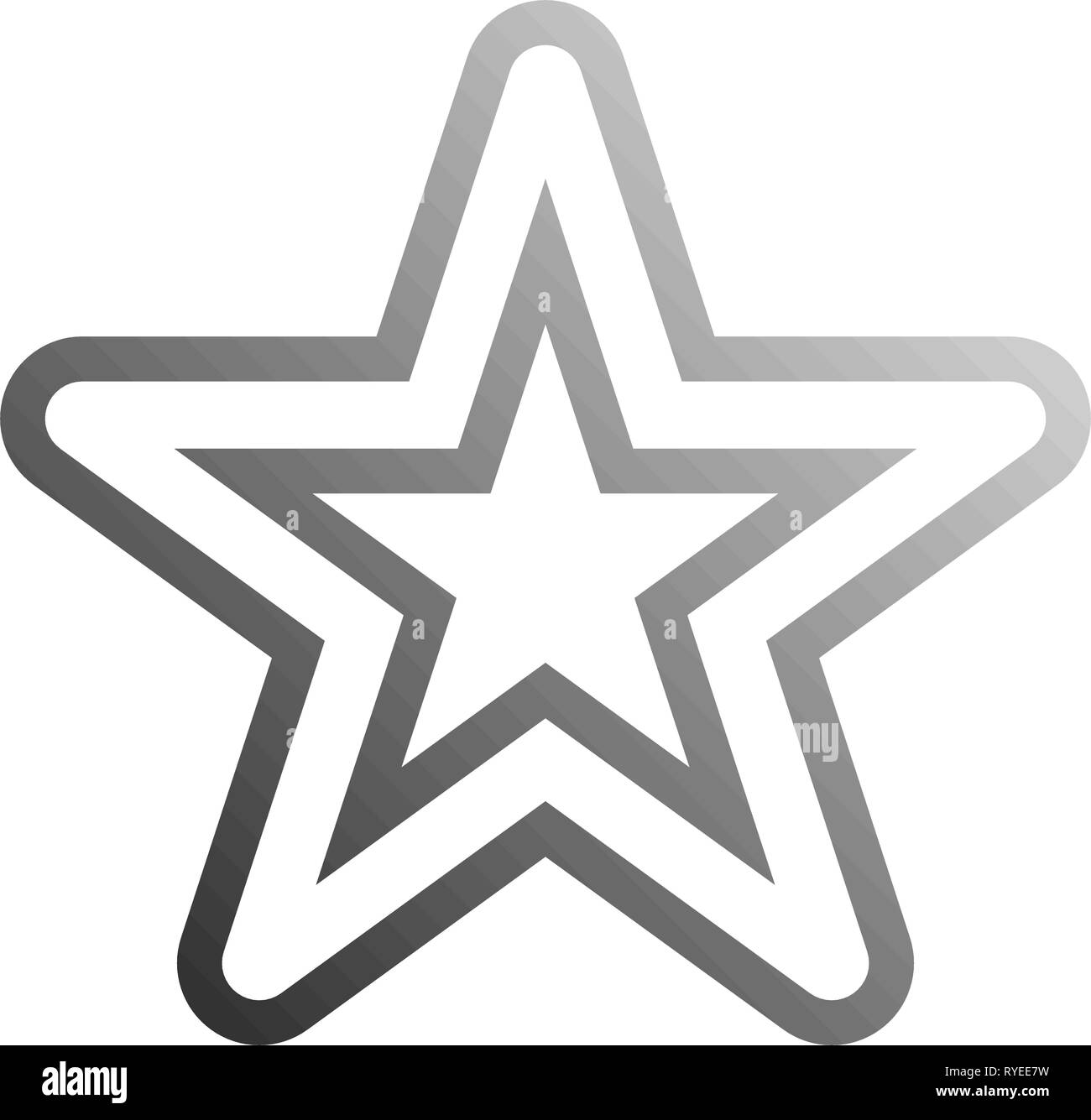 Star symbol icon - gray hollow gradient outline, 5 pointed rounded ...
