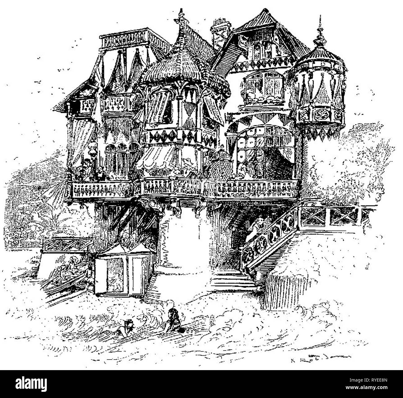 Vintage architectural illustration Stock Photo - Alamy
