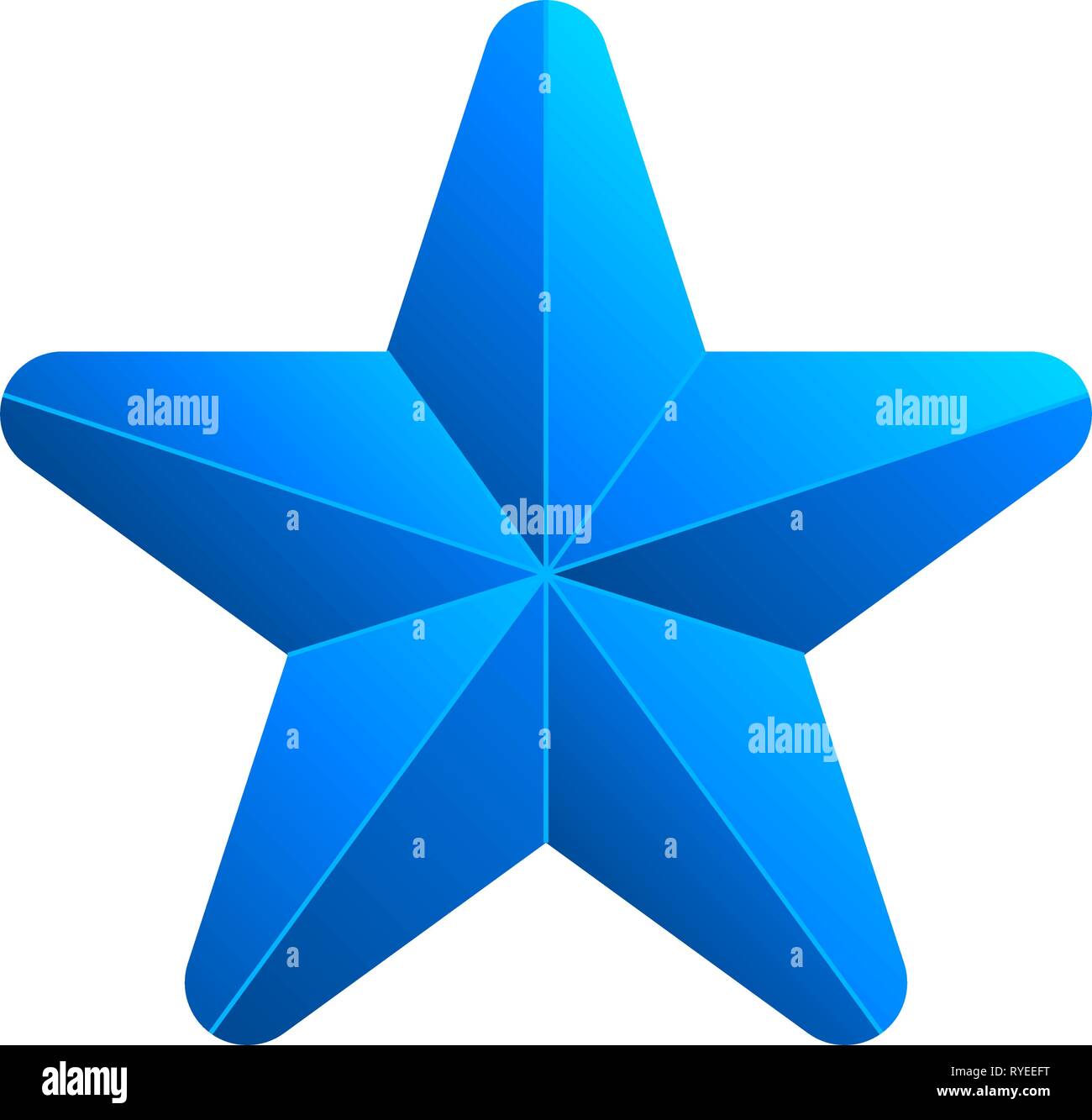 Star symbol icon - blue gradient 3d, 5 pointed rounded, isolated ...