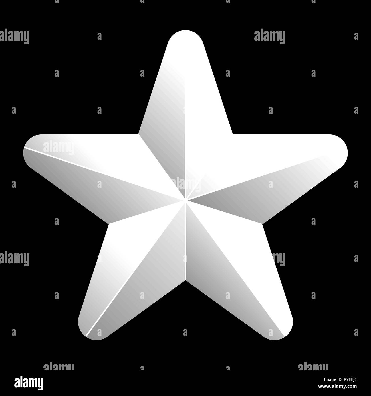 Star symbol icon - white gradient 3d, 5 pointed rounded, isolated ...