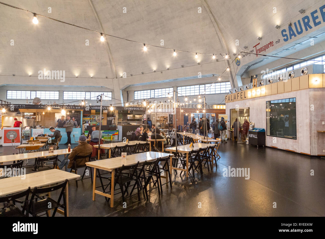 Food Court inside the Market Hall in Basel, Switzerland Stock Photo - Alamy