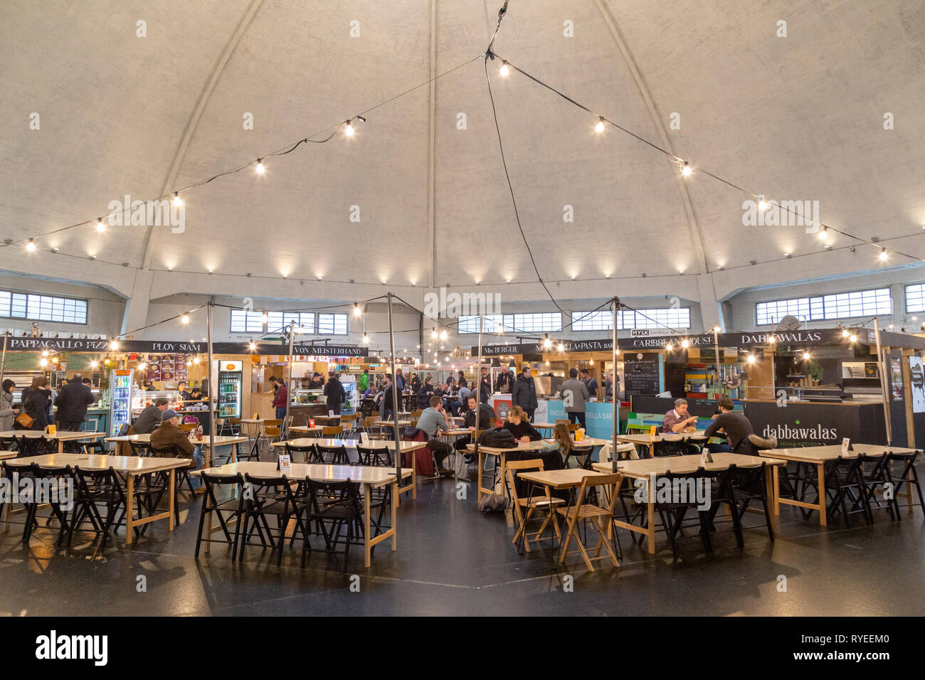 Food Court inside the Market Hall in Basel, Switzerland Stock Photo - Alamy
