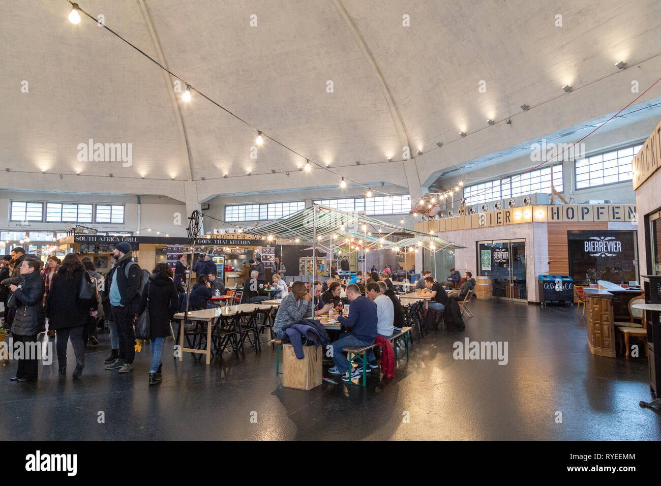 Food Court inside the Market Hall in Basel, Switzerland Stock Photo - Alamy