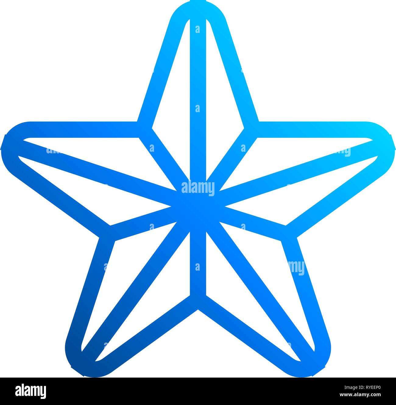 Star symbol icon - blue gradient outline, 5 pointed rounded, isolated ...