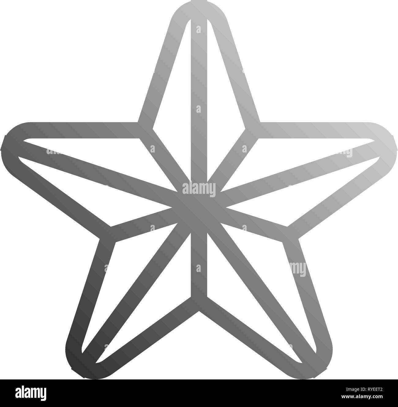 Star symbol icon - gray gradient outline, 5 pointed rounded, isolated ...