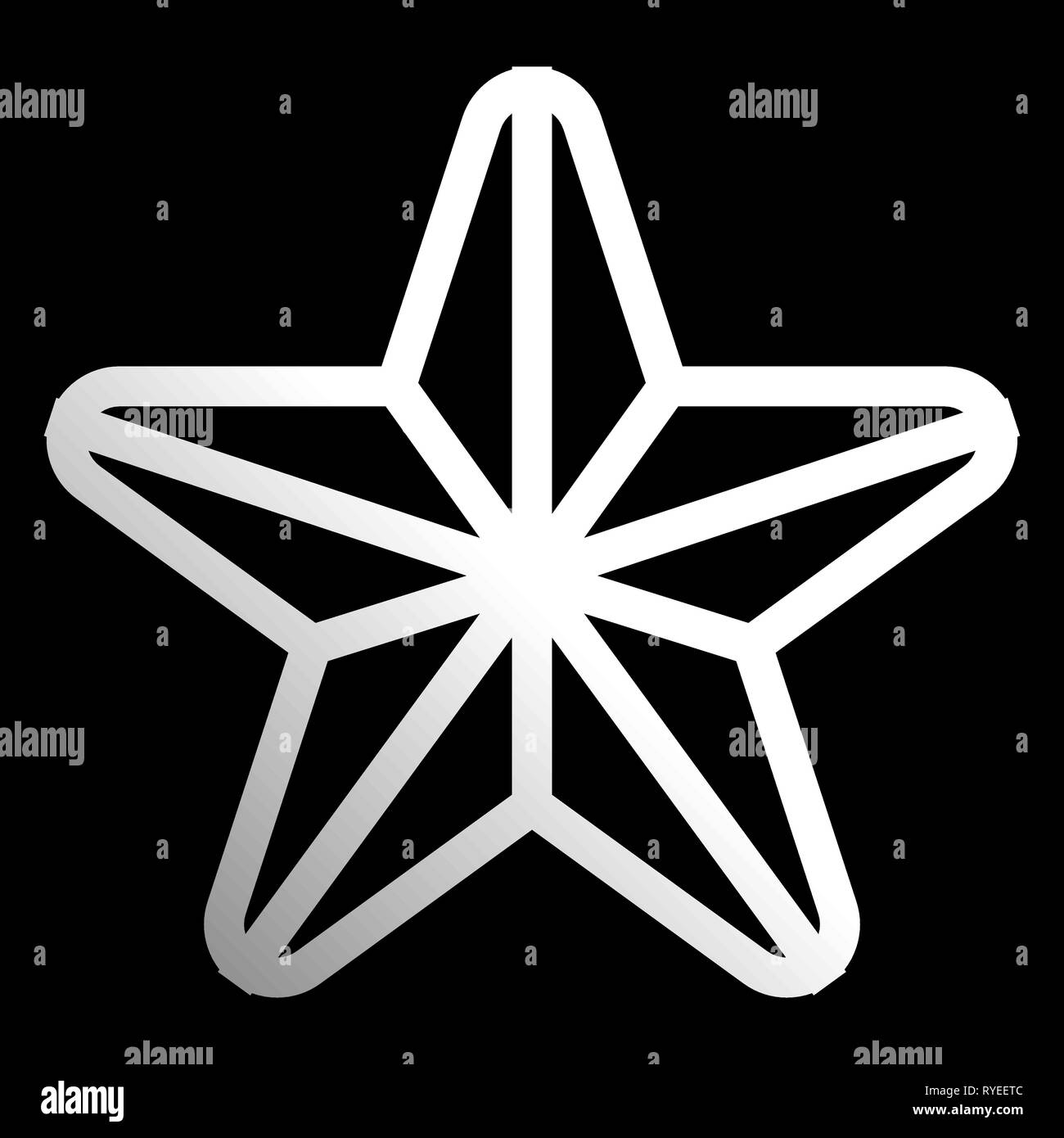 Star symbol icon - white gradient outline, 5 pointed rounded, isolated ...