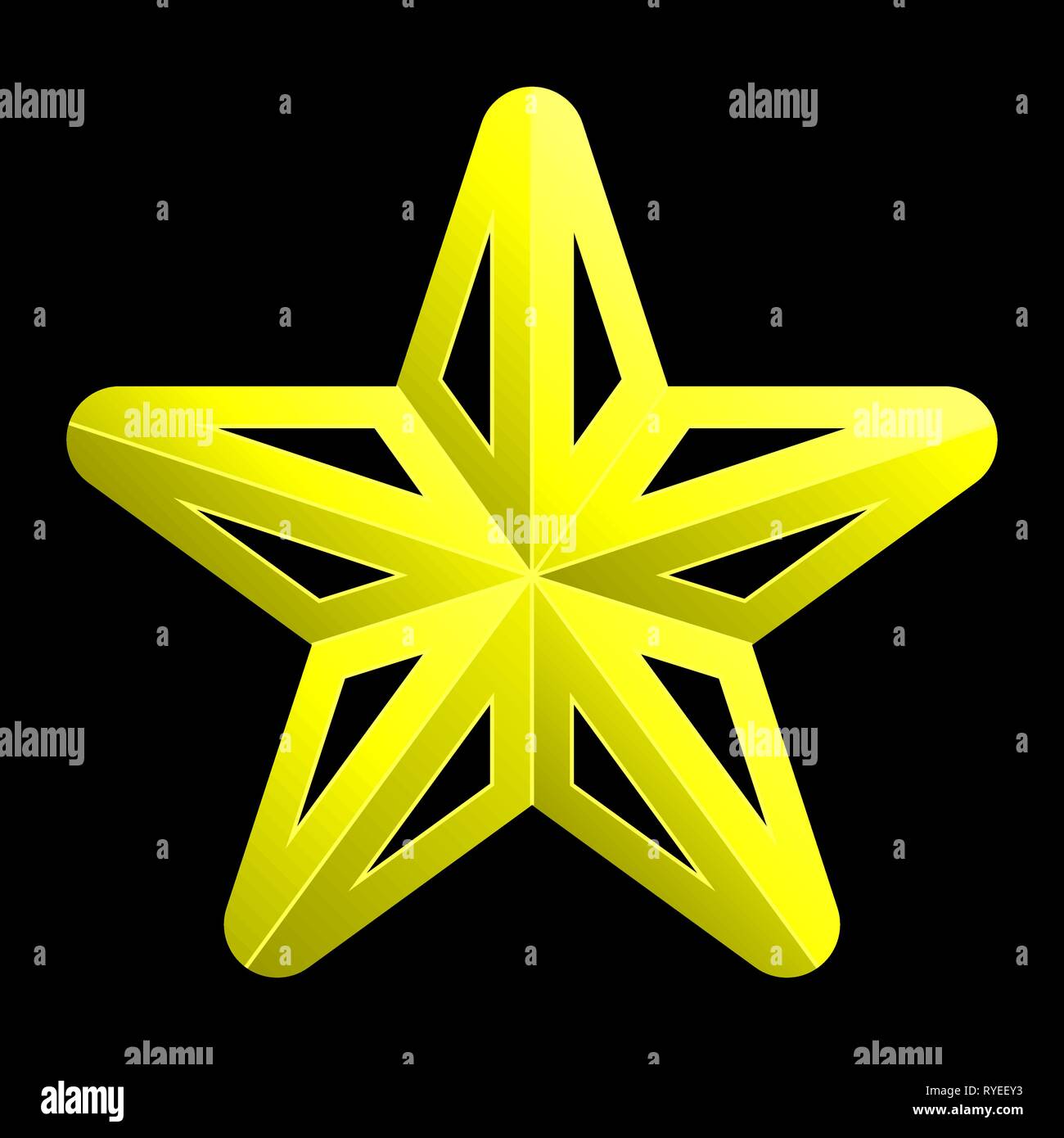 Star symbol icon - yellow gradient 3d, 5 pointed rounded, isolated ...