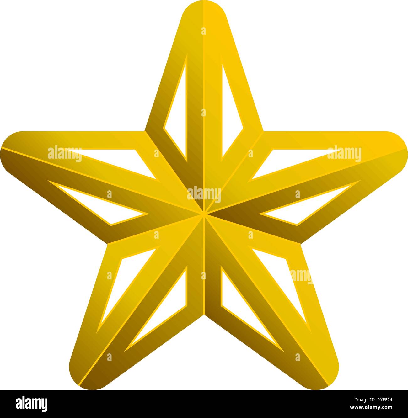 Star symbol icon - golden gradient 3d, 5 pointed rounded, isolated ...