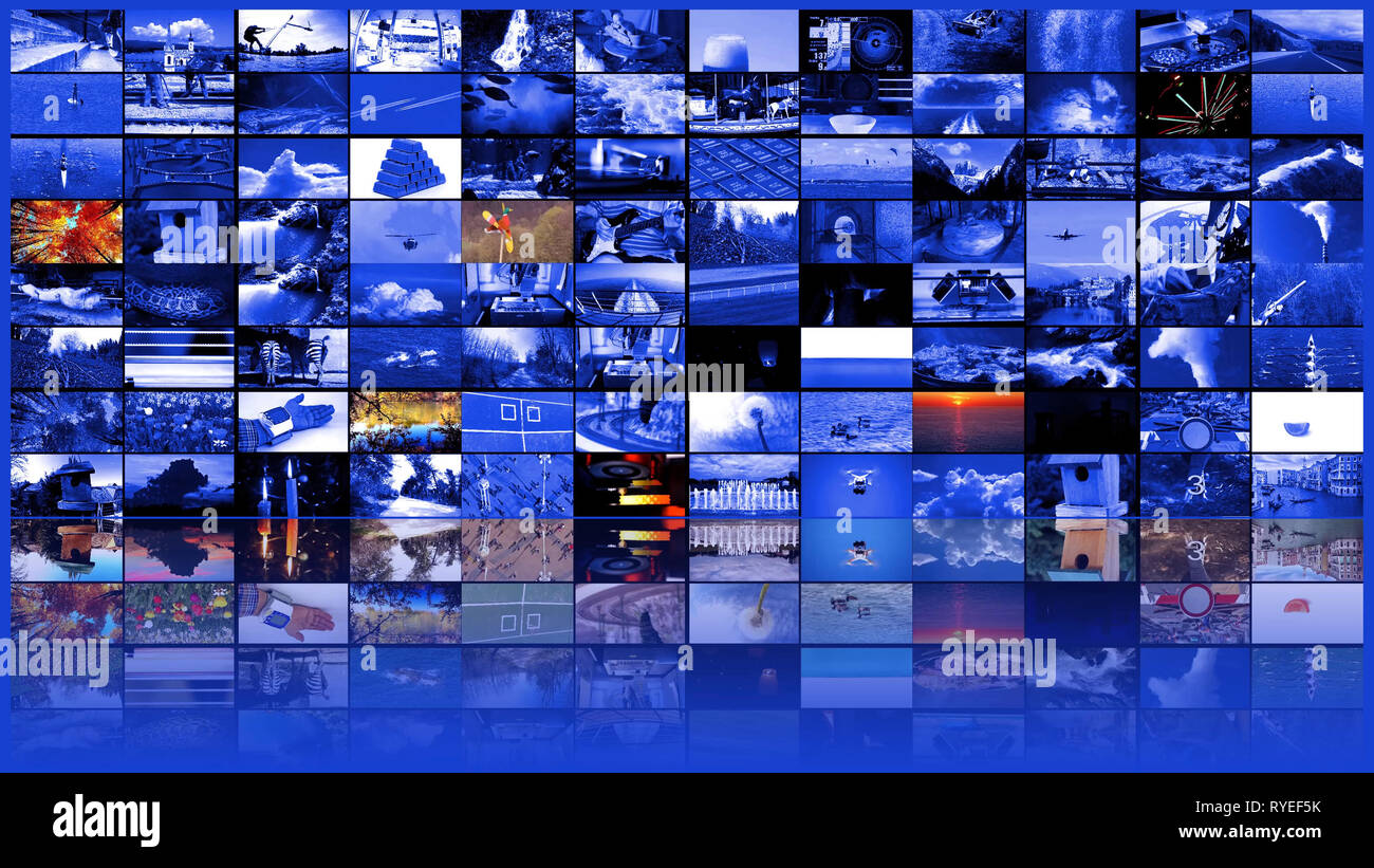 Big multimedia video wall widescreen Web streaming media TV Stock Photo ...