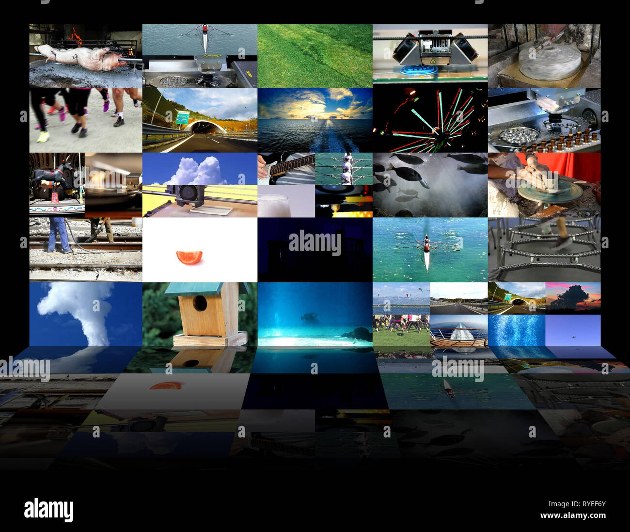 Big multimedia video wall widescreen Web streaming media TV Stock Photo ...