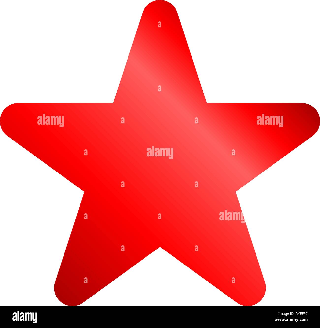 Star symbol icon - red gradient, 5 pointed rounded, isolated - vector ...