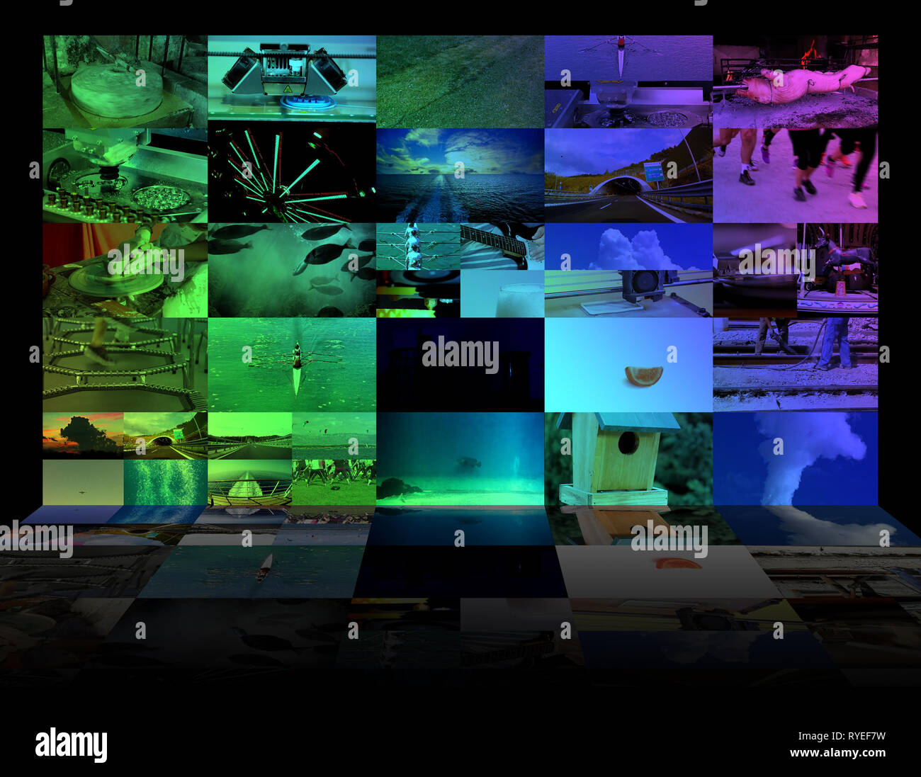 Big multimedia video wall widescreen Web streaming media TV Stock Photo ...