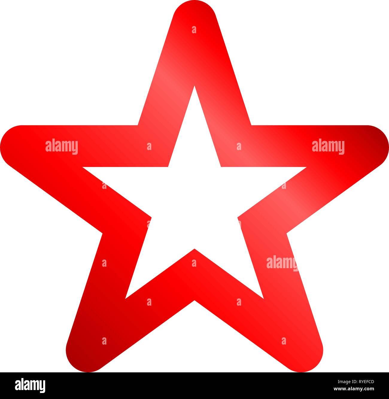 Star symbol icon - red hollow gradient, 5 pointed rounded, isolated ...
