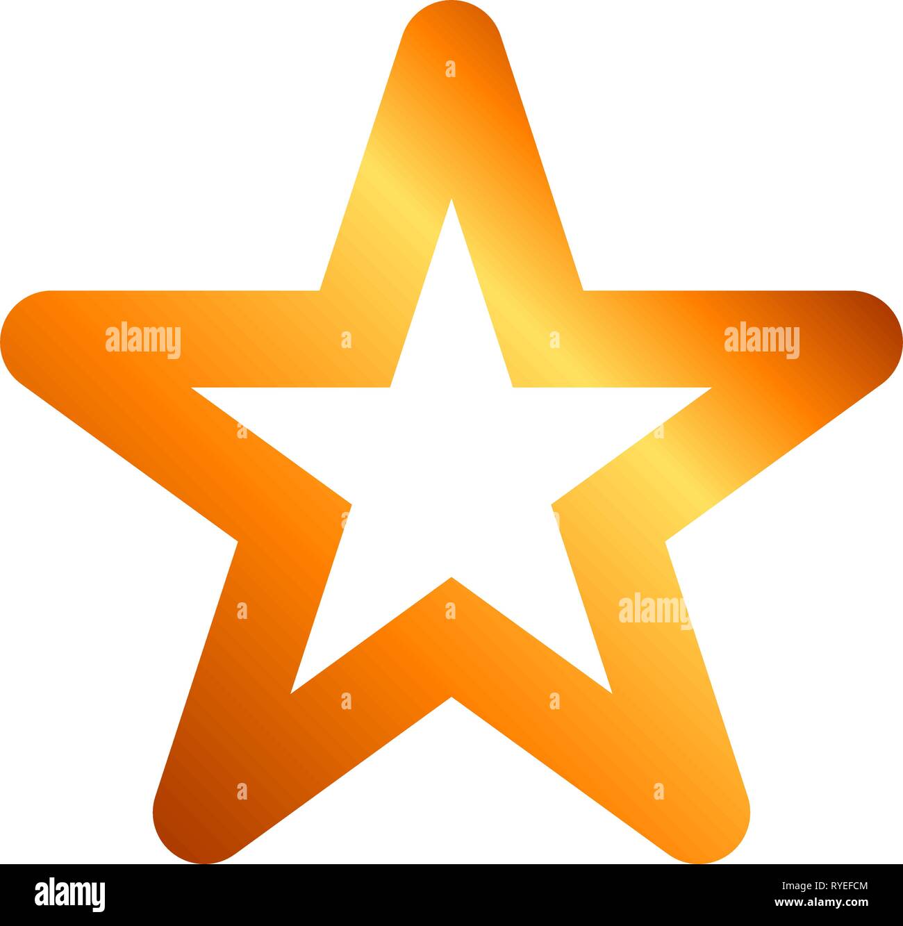 Star symbol icon - orange hollow gradient, 5 pointed rounded, isolated ...