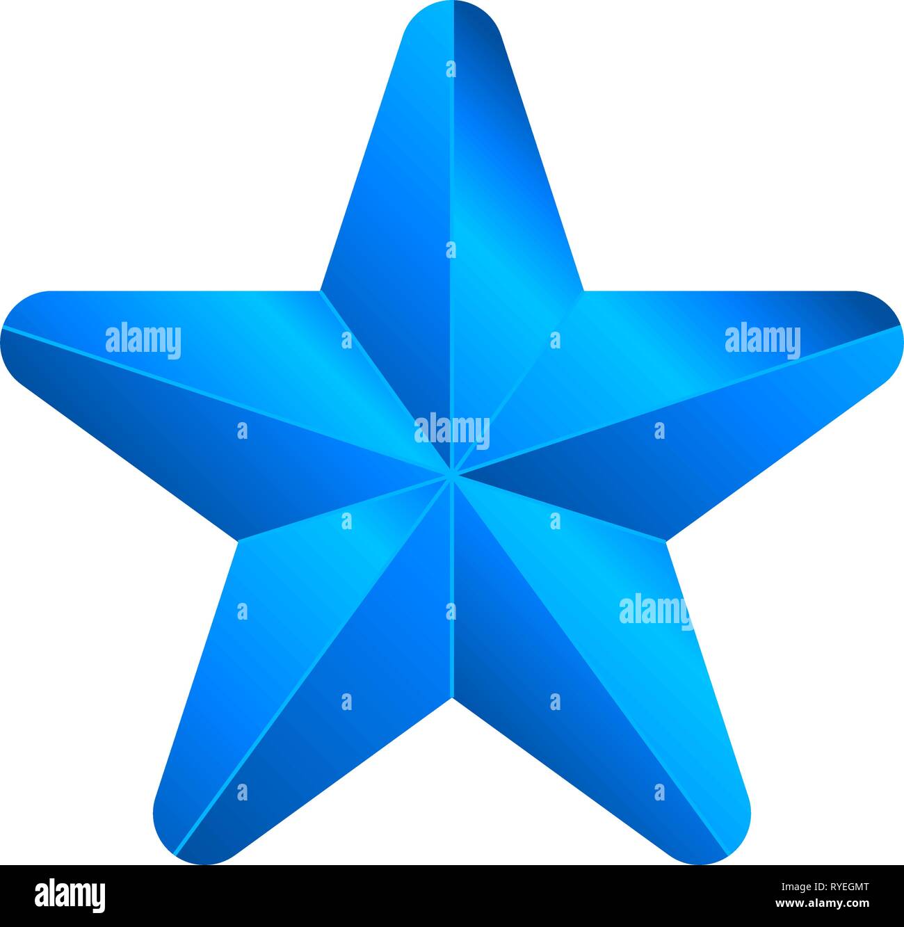 Star symbol icon - blue gradient 3d, 5 pointed rounded, isolated ...