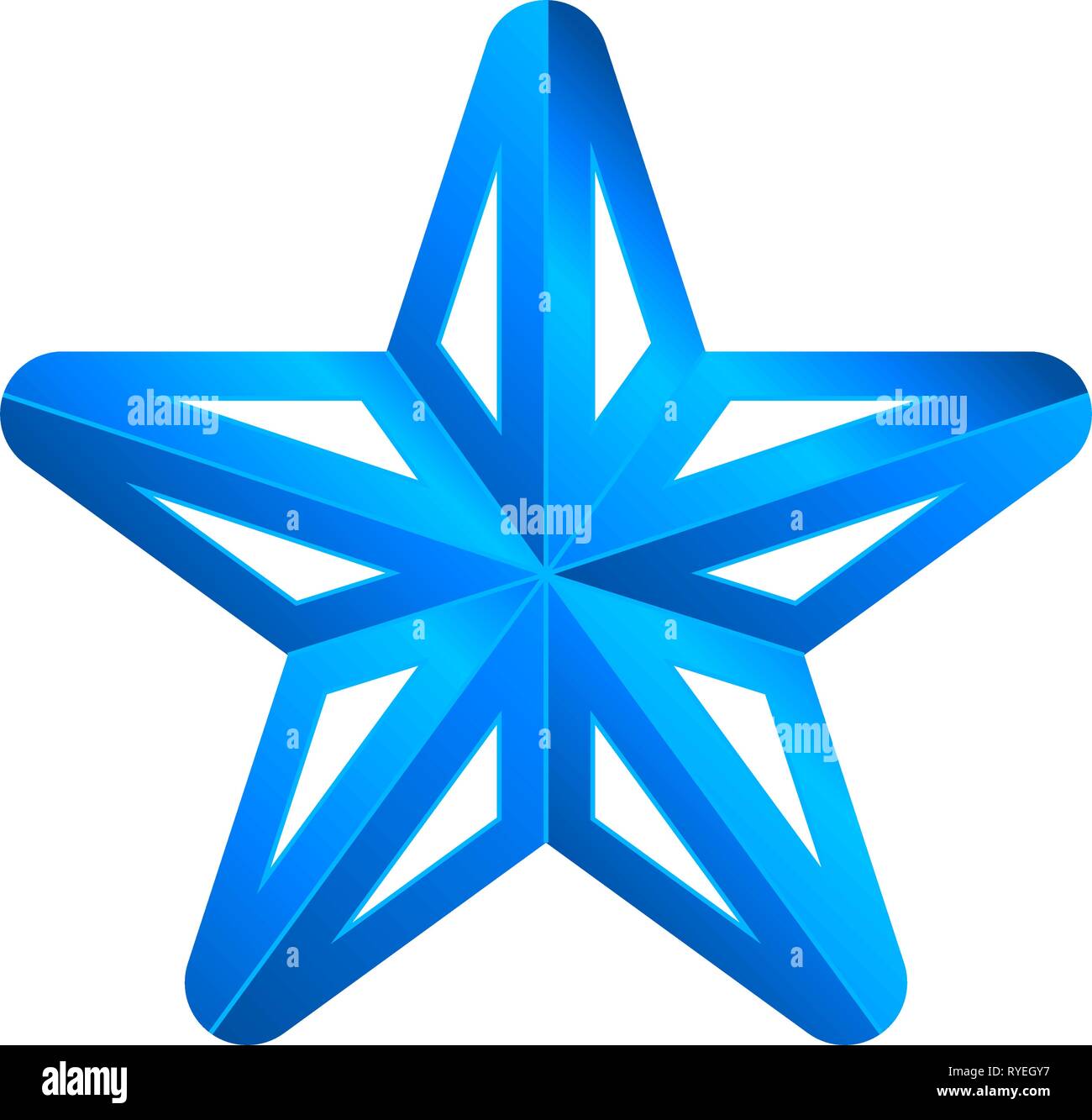 Star symbol icon - blue gradient 3d, 5 pointed rounded, isolated ...