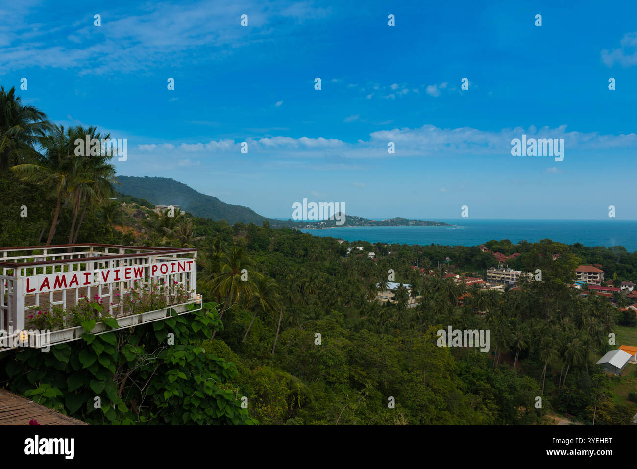 Lamai Viewpoint sign in observation deck, Samui island, Thailand Stock ...