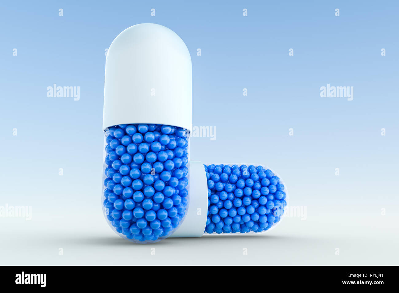 capsules with spheres, 3d rendering Stock Photo - Alamy