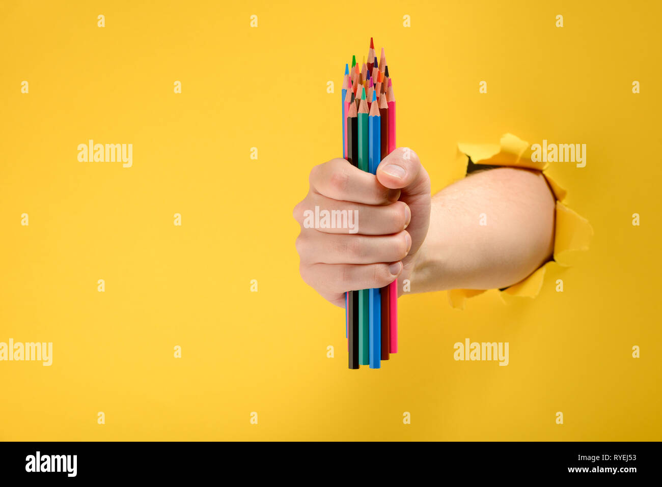 Hand holding colored pencils Stock Photo - Alamy Hand holding colored pencils Stock Photo - Alamy
