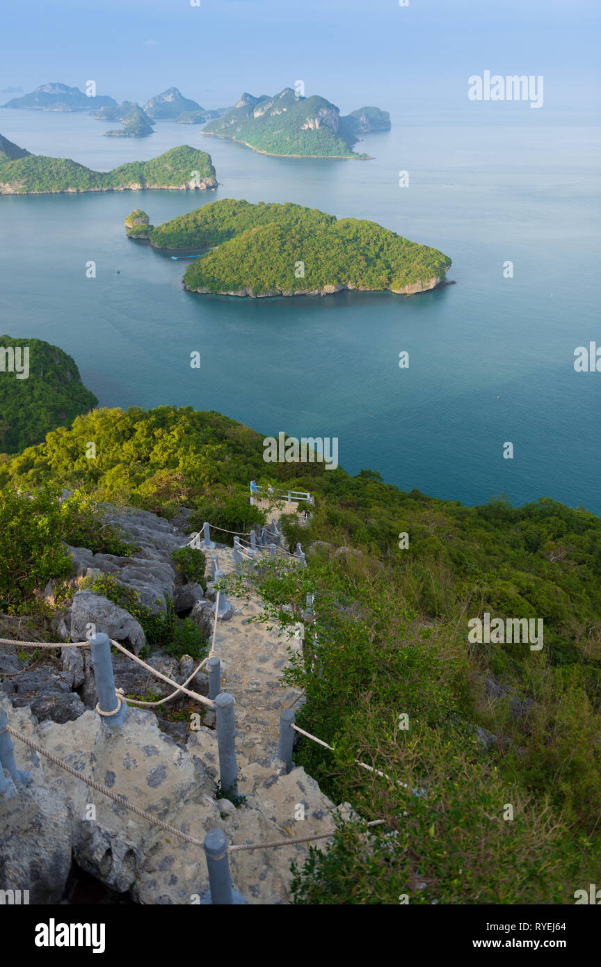 Hiking rocky hill natural trail in Ko Wua Talap island, Ang Thong ...