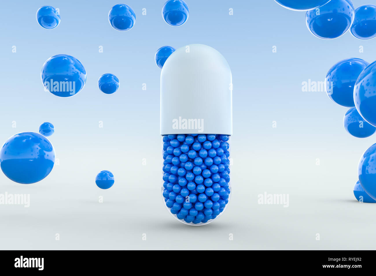 capsules with spheres, 3d rendering Stock Photo - Alamy