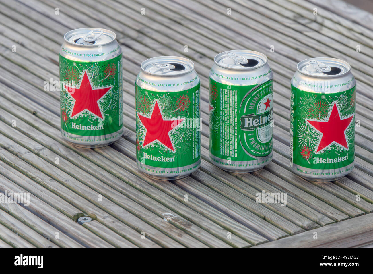 Four Empty Heineken Cans At Amsterdam The Netherlands 2019 Stock Photo ...