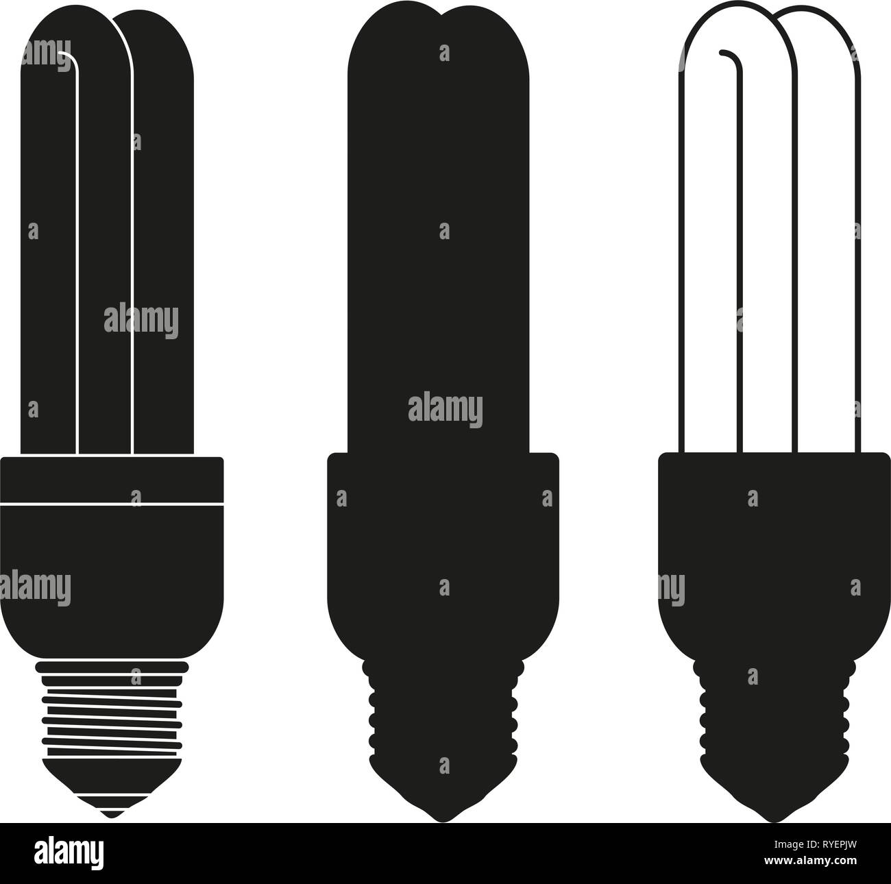 Black and white fluorescent light bulb set Stock Vector Image & Art - Alamy