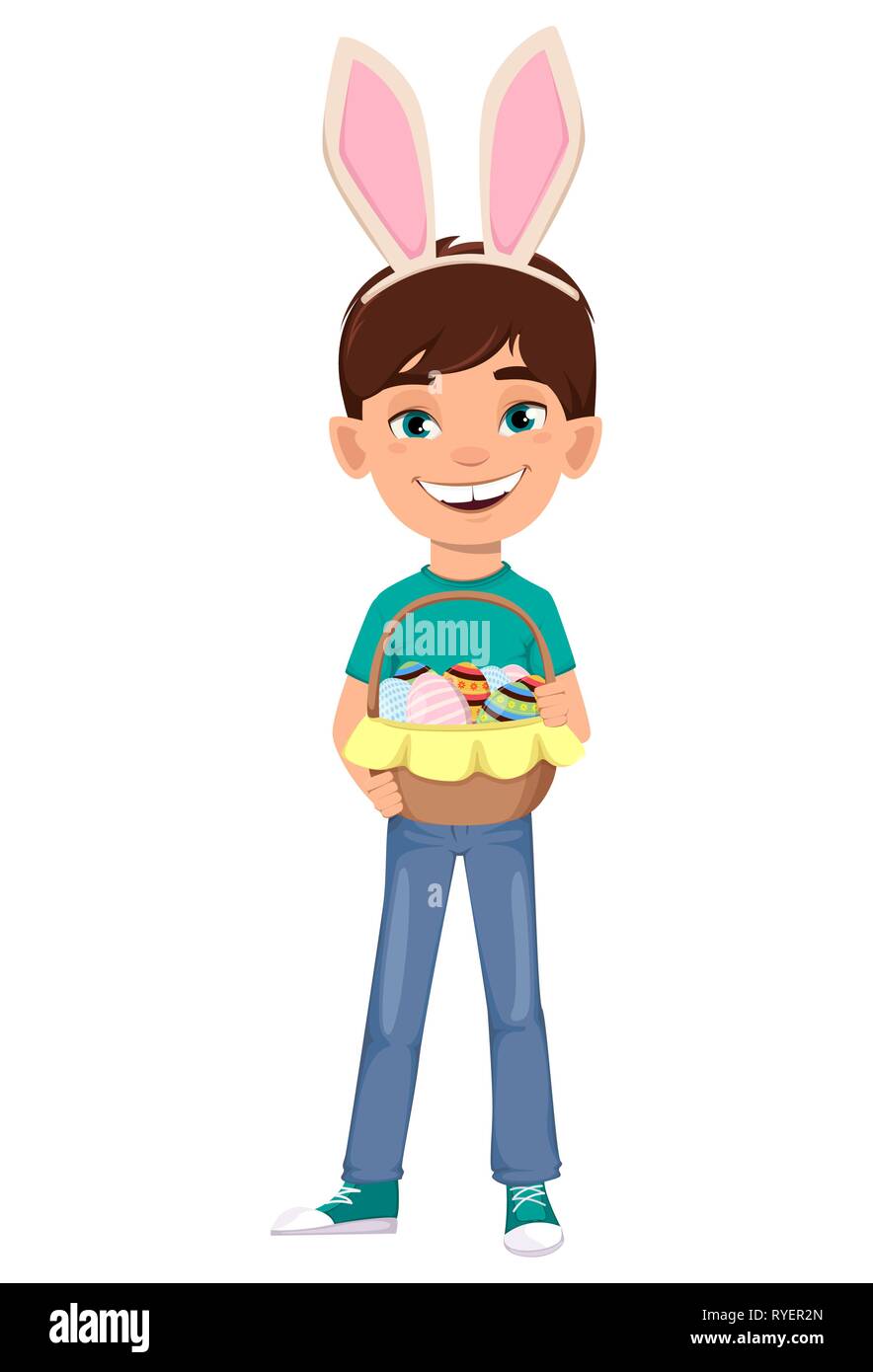 Boy wearing bunny ears Stock Vector Images - Alamy