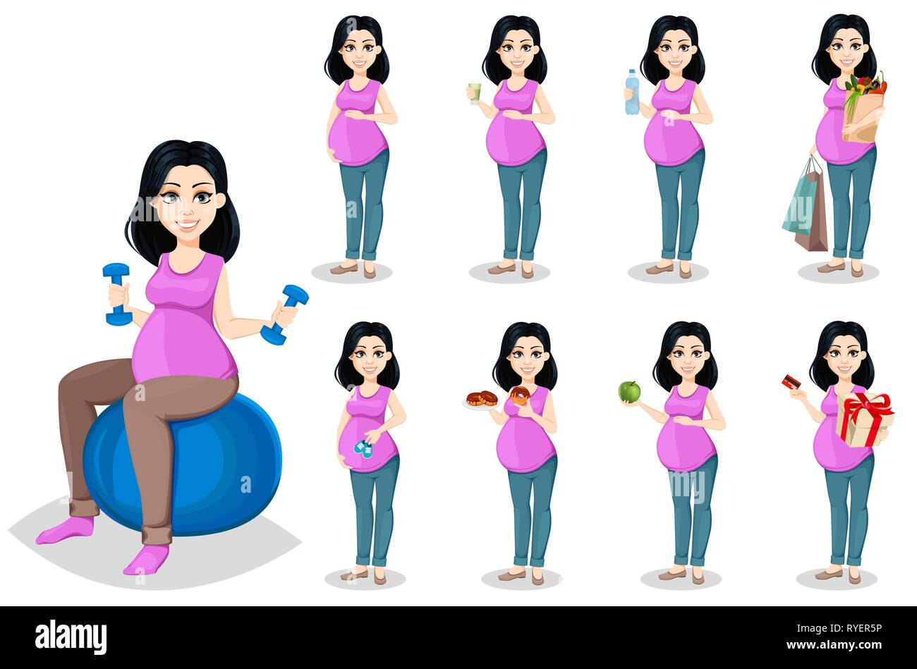 Cartoon pregnant woman hi-res stock photography and images - Alamy