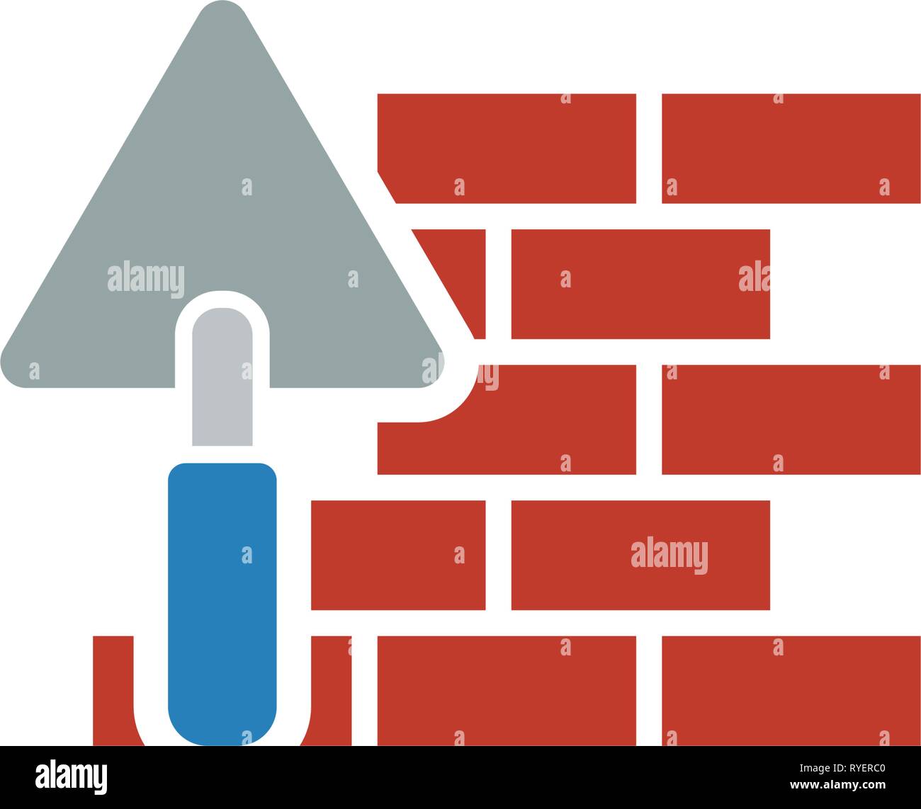 Icon of brick wall with trowel. Flat design. Vector illustration Stock ...