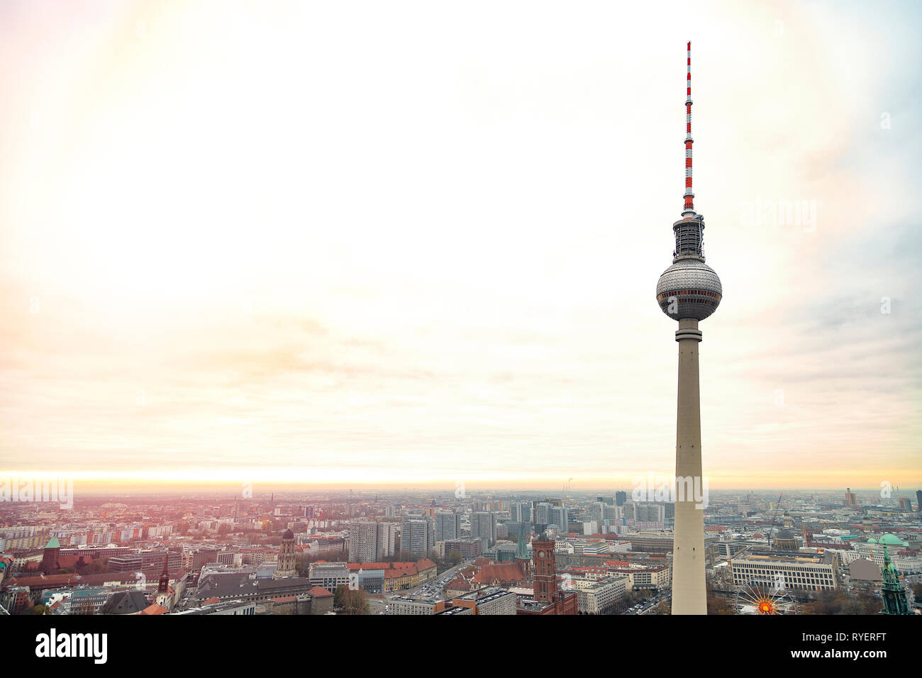 Top view of Television tower Fernsehturm in Berlin Stock Photo - Alamy