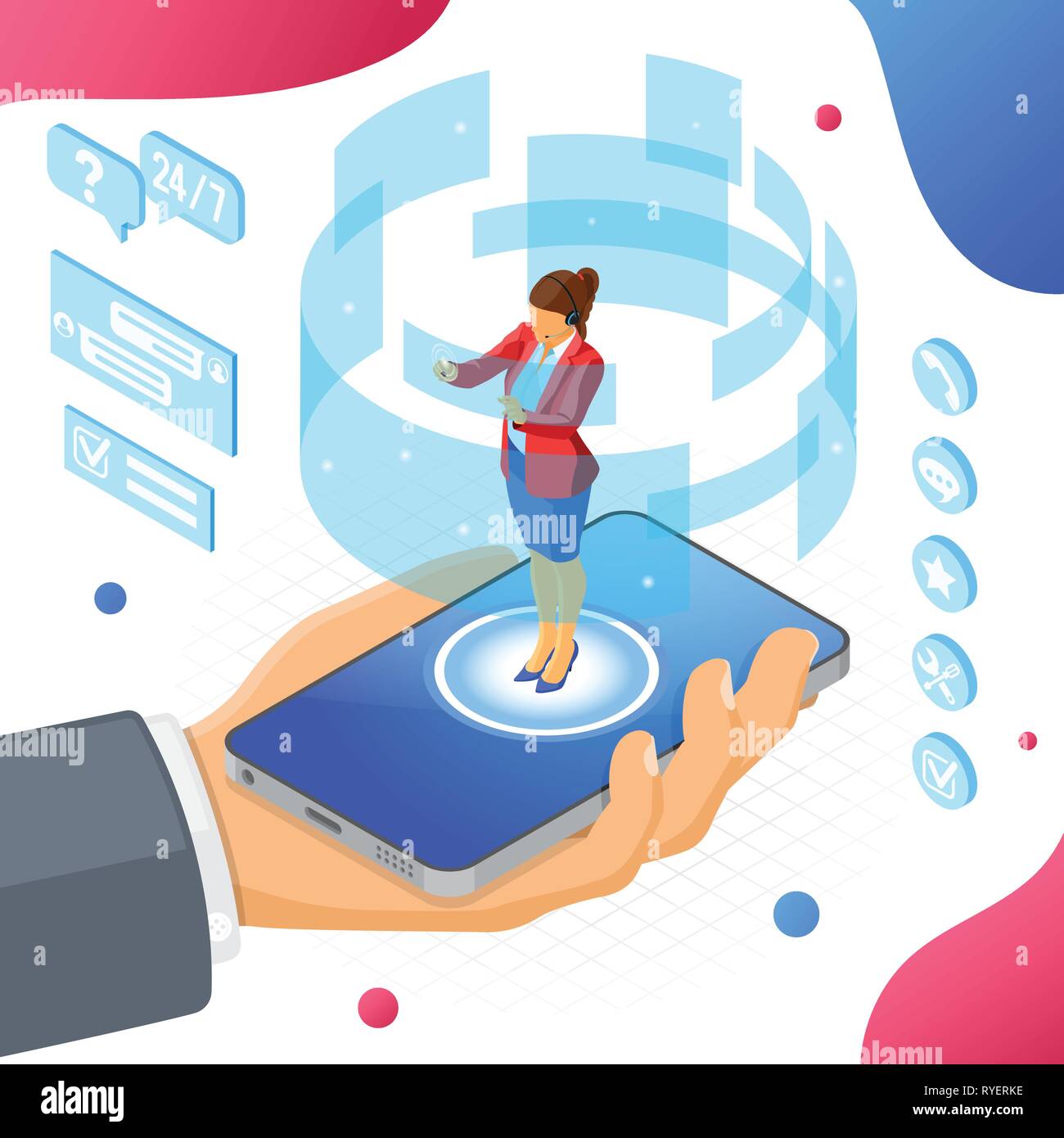 Isometric Online Customer Support Stock Vector Image & Art - Alamy