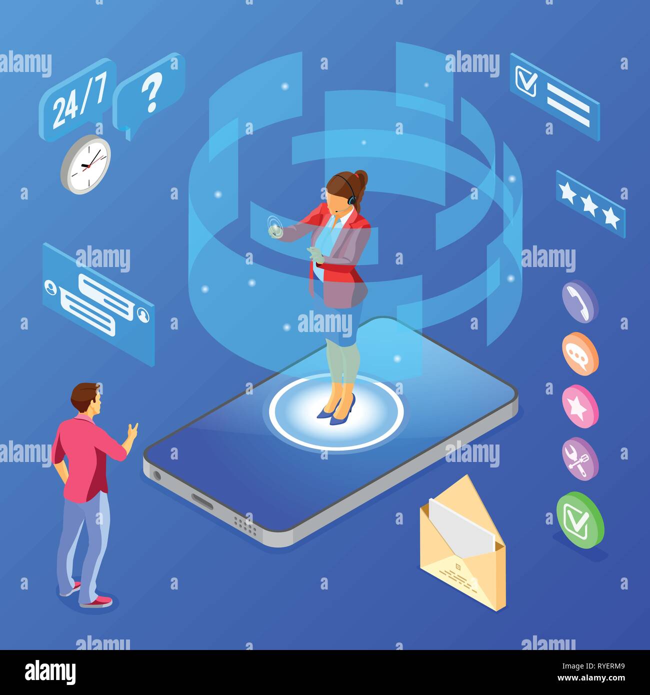 Isometric Online Customer Support Stock Vector Image & Art - Alamy