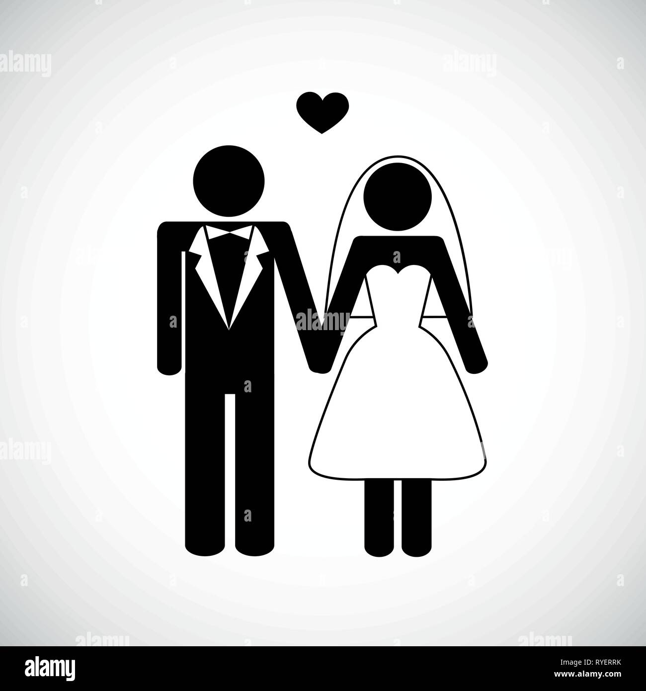 young wedding couple pictogram man and woman vector illustration EPS10 ...