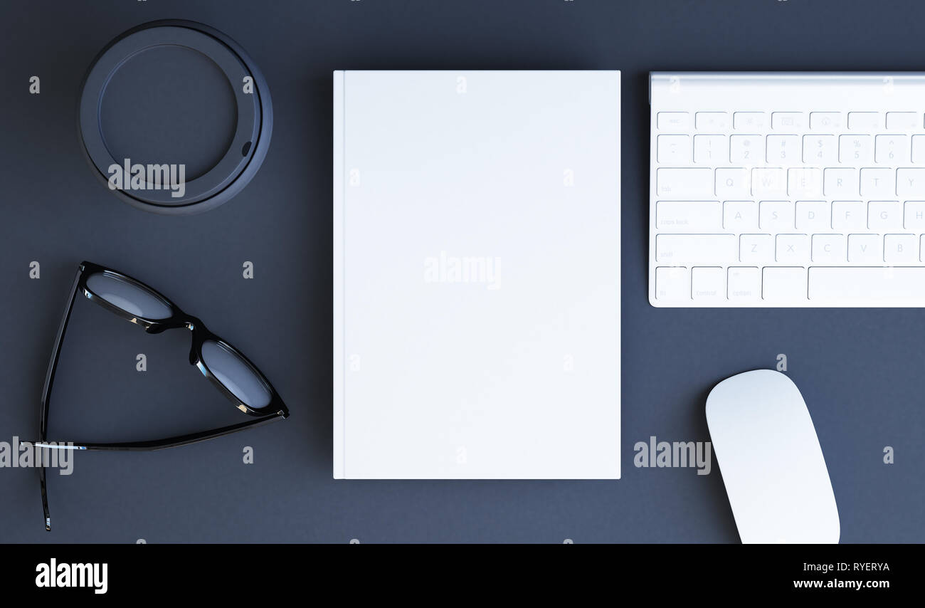 vertical book cover top view mockup 3d rendering Stock Photo - Alamy