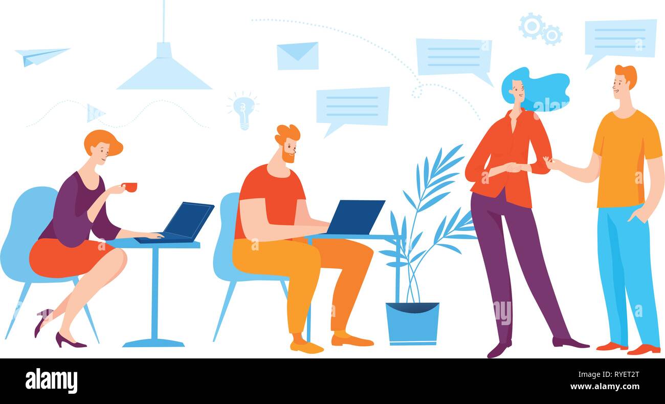 Business process concept art vector illustration. People work and ...