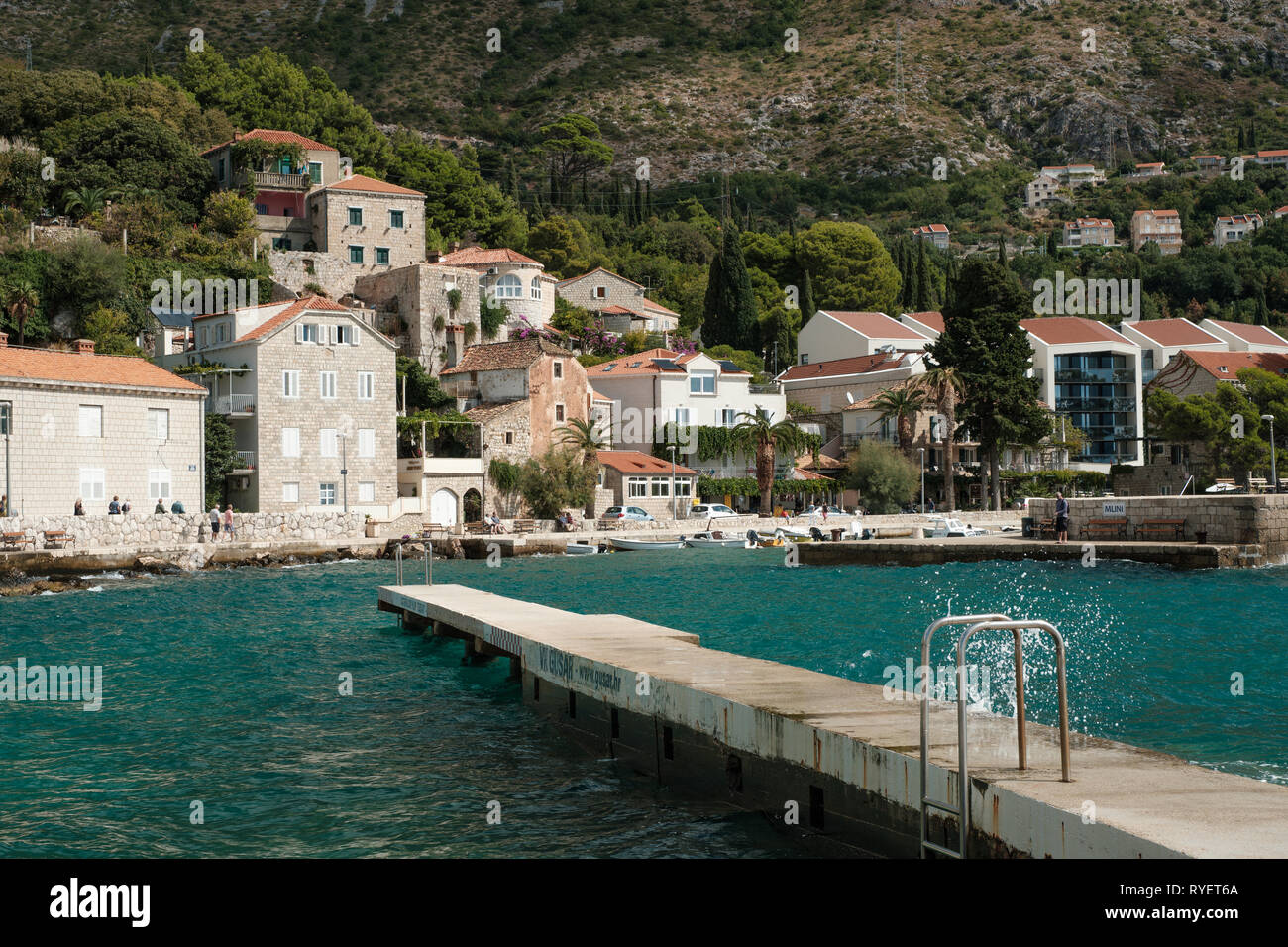 The little harbour town of Mlini on the Croatian coastline on a sunny ...