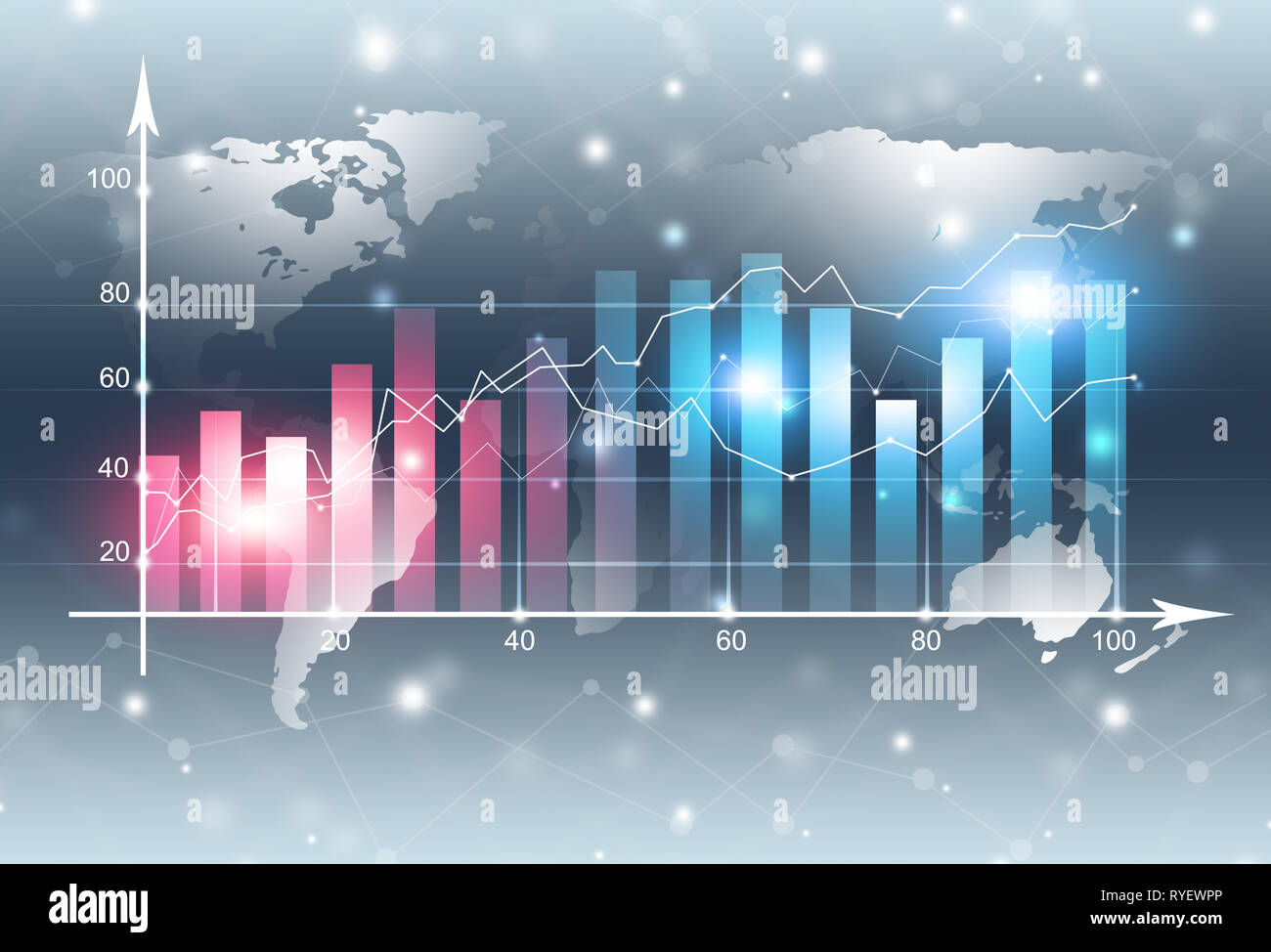 business stock market diagram showing constant rise concept blue ...