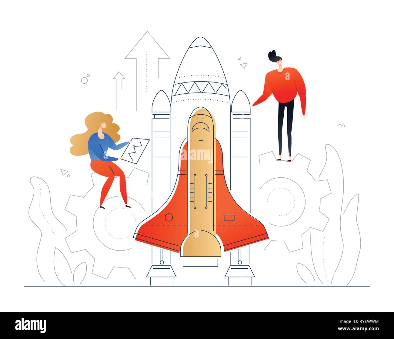 Launching a project - modern flat design style colorful illustration ...