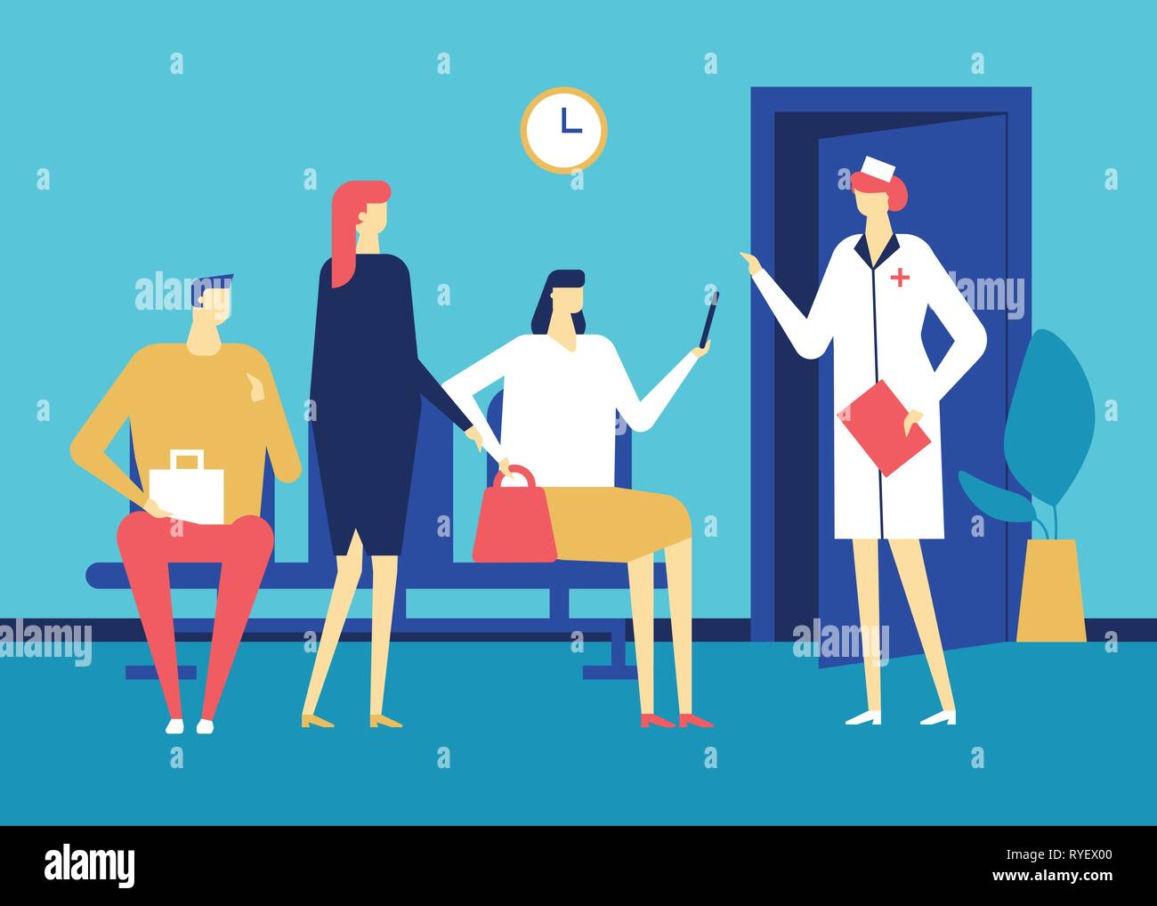 Visiting a doctor - colorful flat design style illustration Stock ...