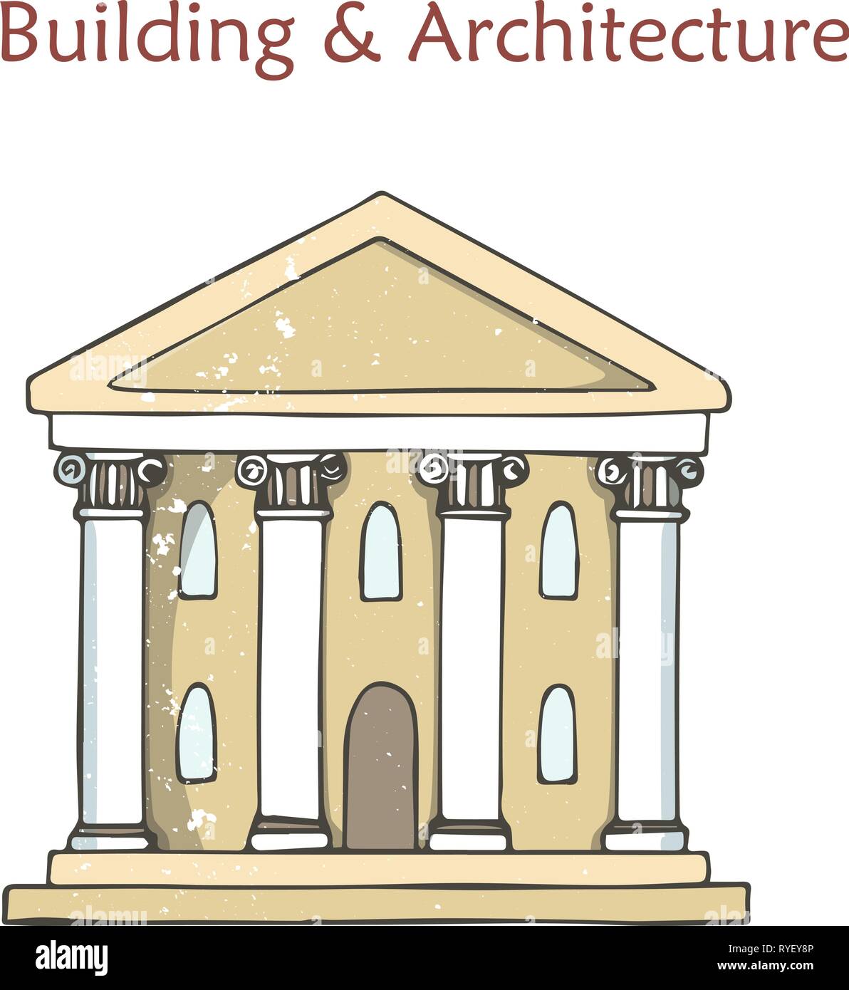 Vintage cinema building facade. Victorian stlye theater exterior vector ...