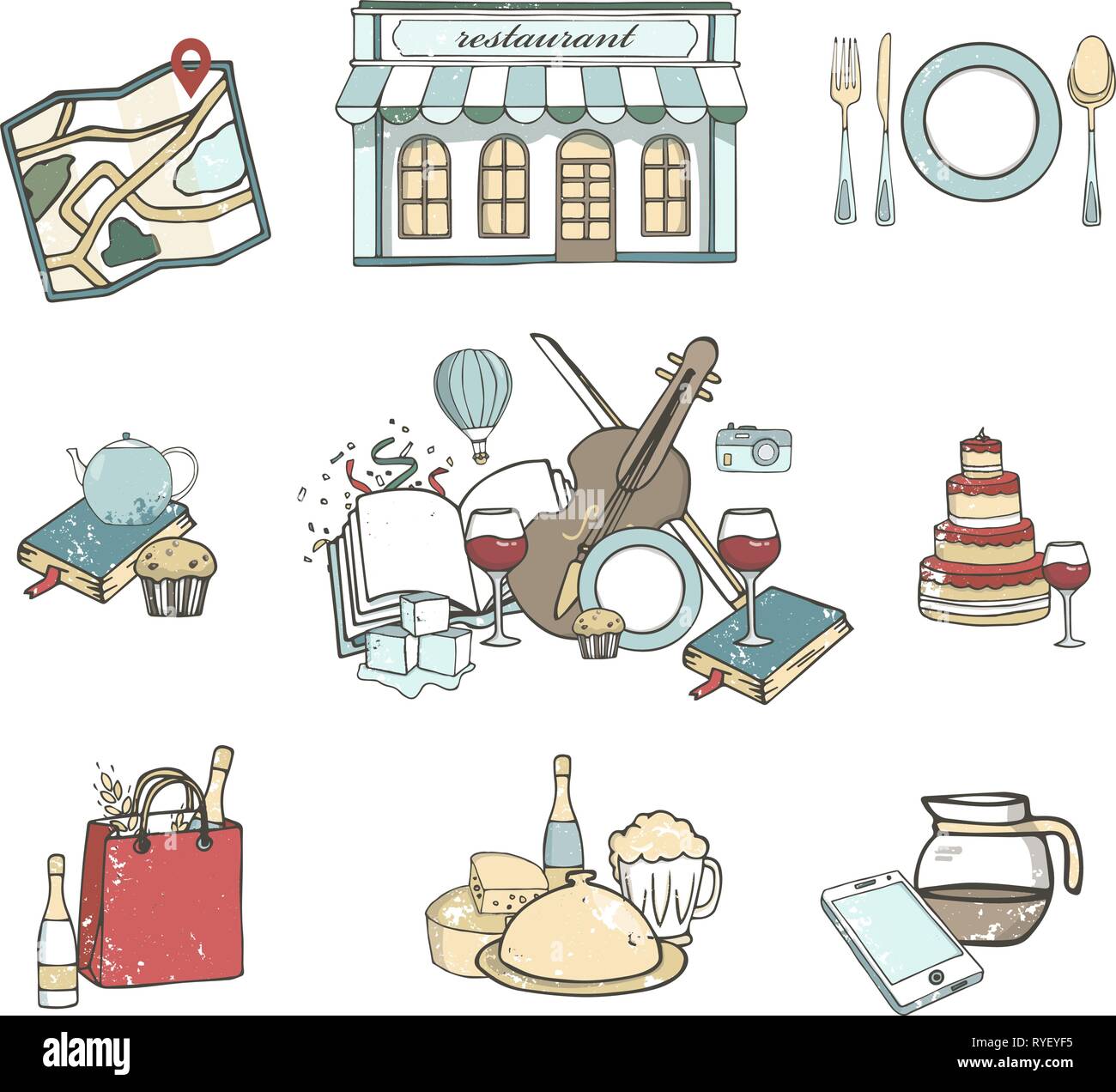 Hand drawn cutlery set Stock Vector Images - Alamy