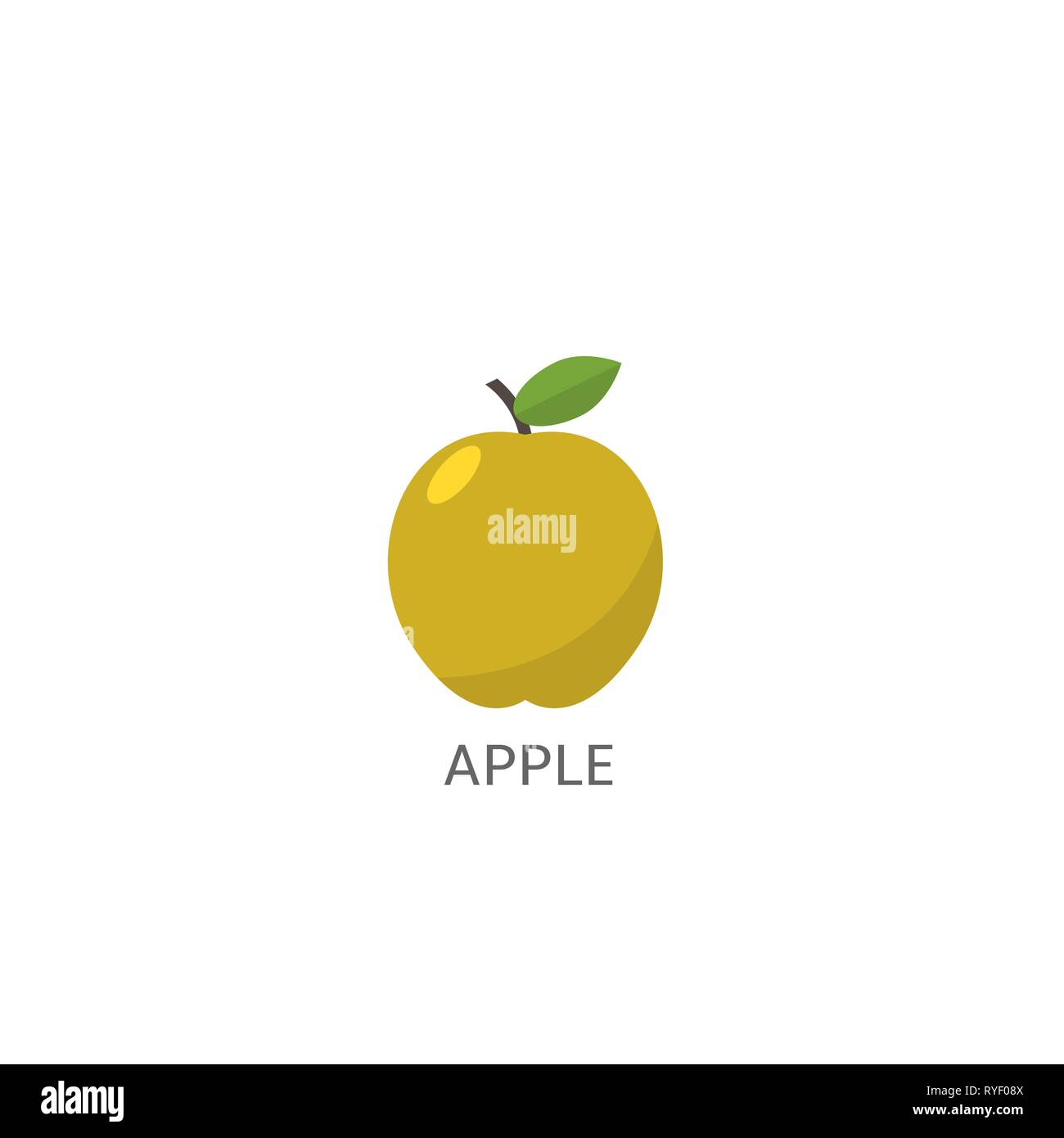Apple. Yellow apple fruit isolated, Vector illustration Stock Vector ...