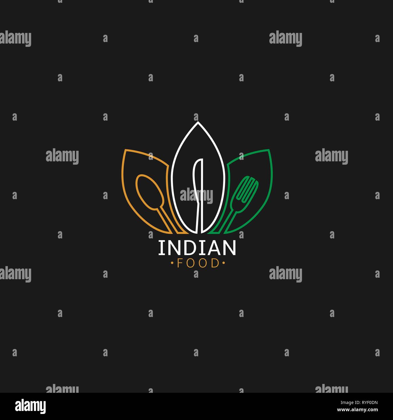Indian food icon. Indian flag symbol Spoon fork and knife icons Stock ...